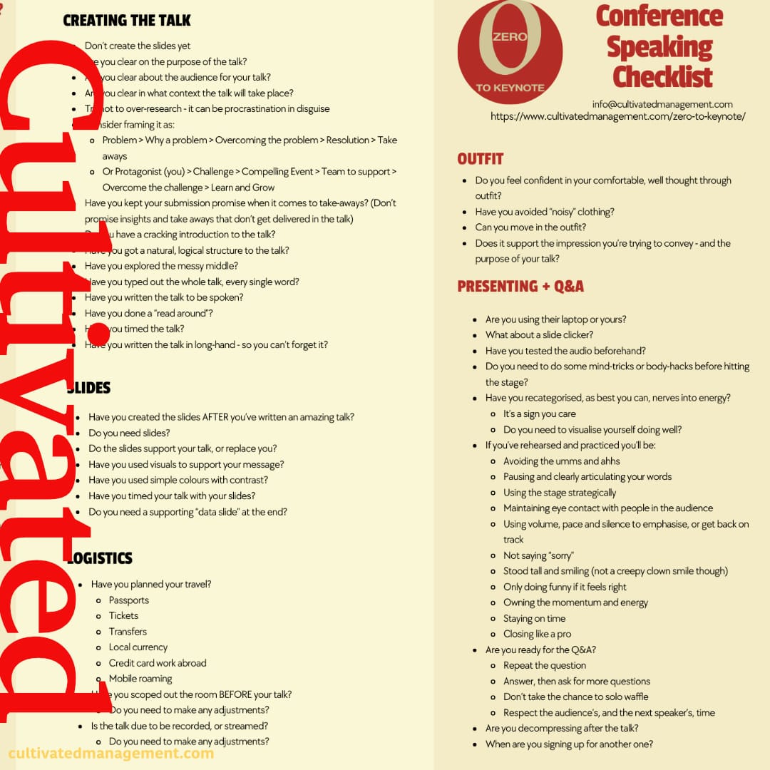 Free conference speakers checklist